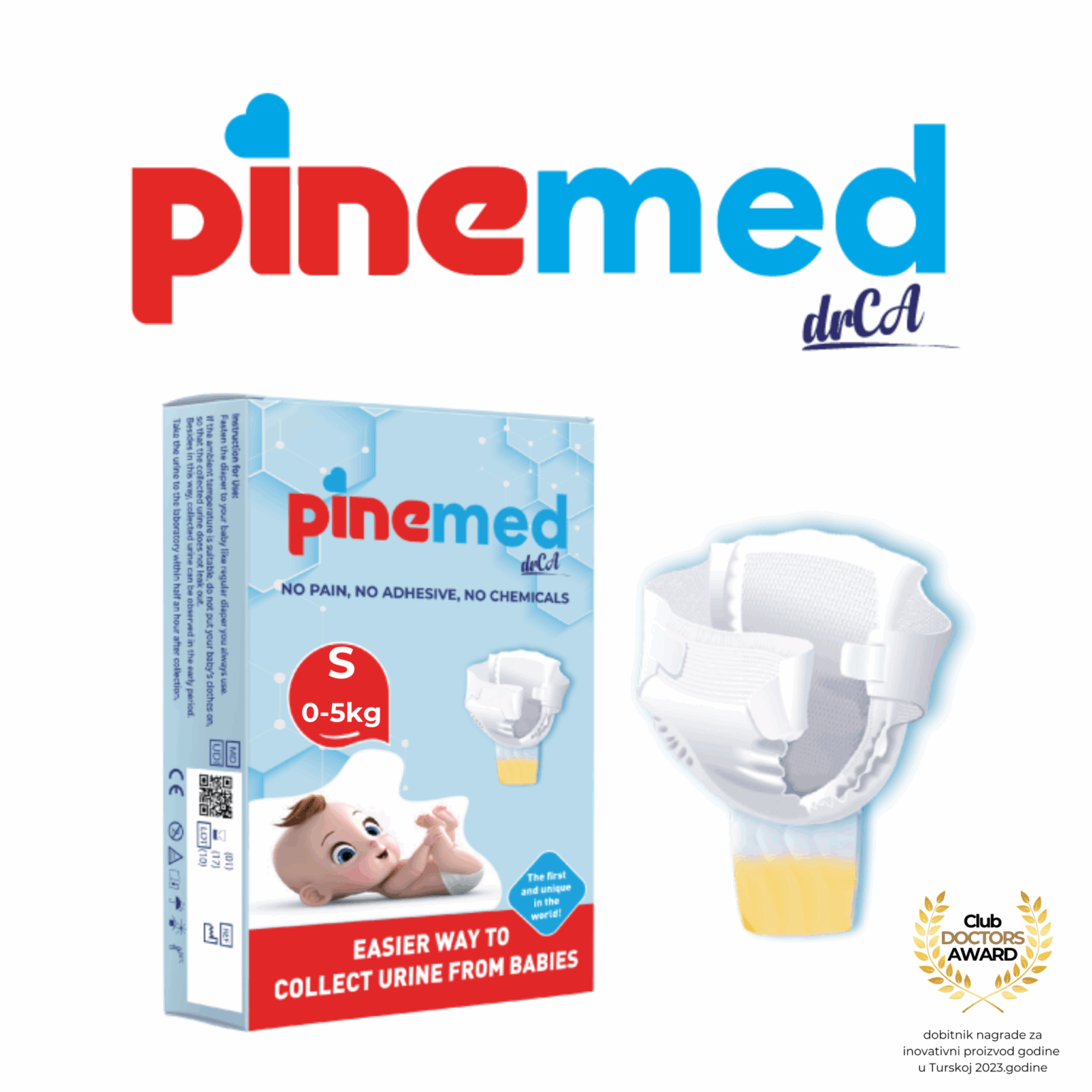 Pinemed pelene za bebe sa kesom za urin 2 komada S (0-5 kg) - Cvit likarije